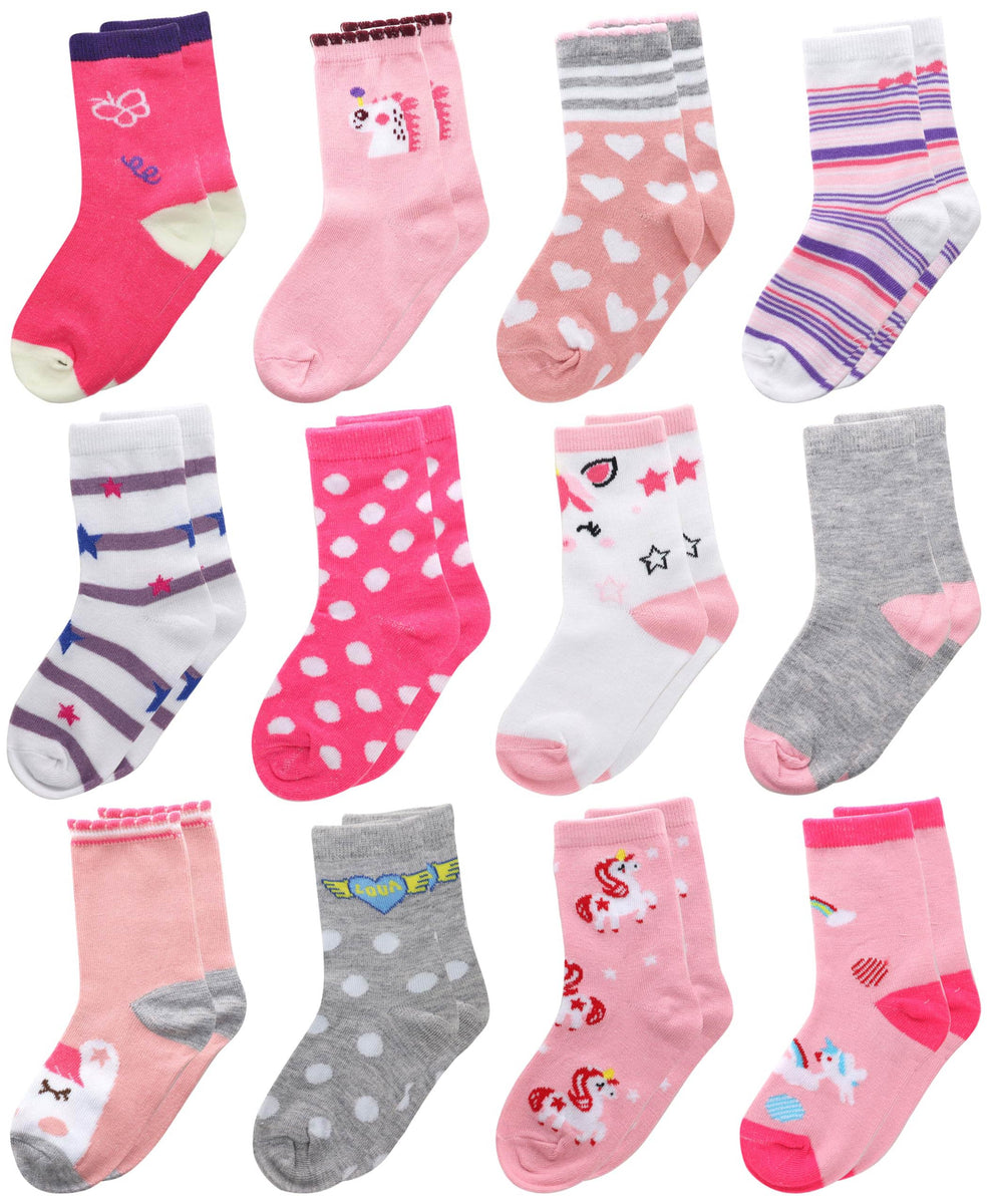 12-Pack Assorted Girl Crew Socks – Falari